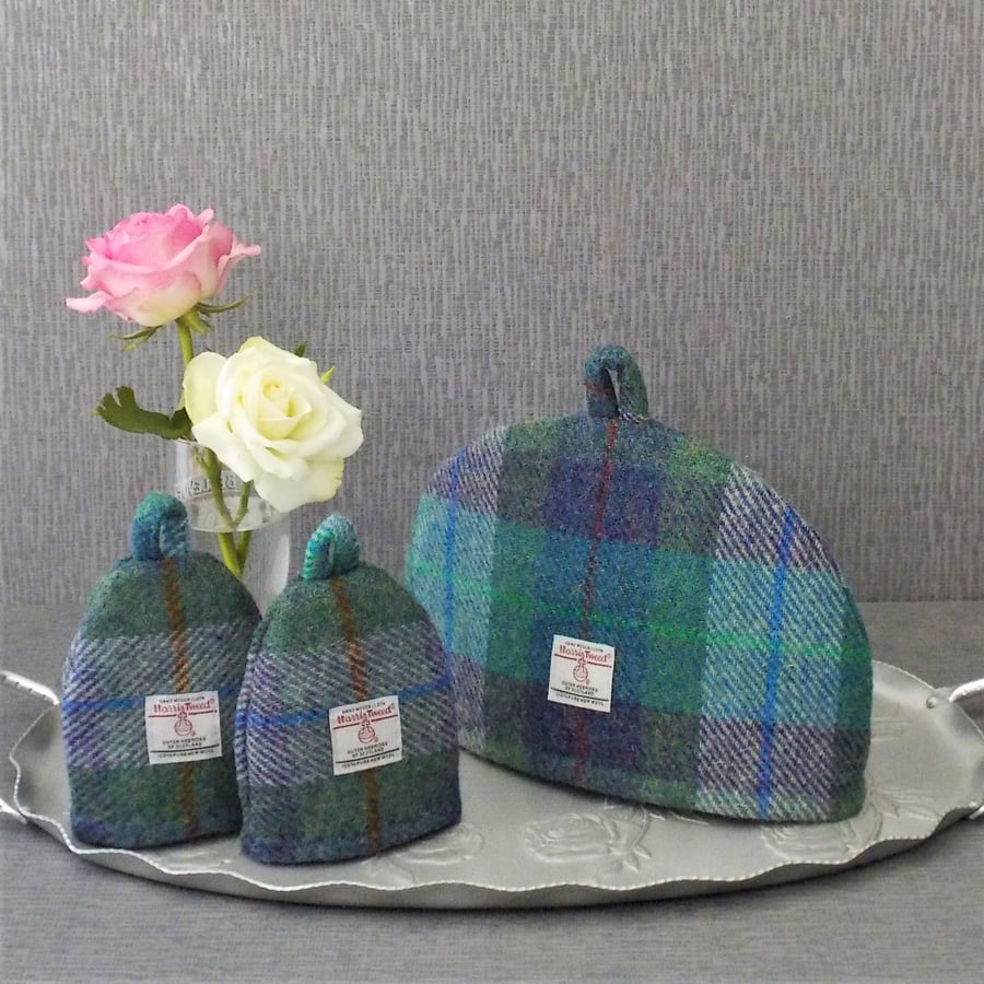 Harris Tweed gift set small tea cosy and two eg... - Folksy