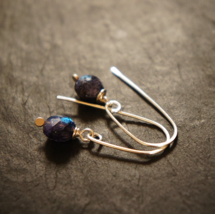 Indigo Labradorite and Sterling Silver Earrings - Folksy