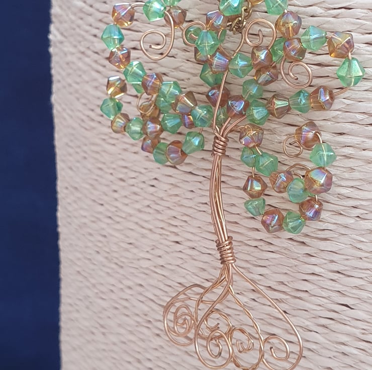 Golden Green Crystal Spiral Wire Tree - Folksy