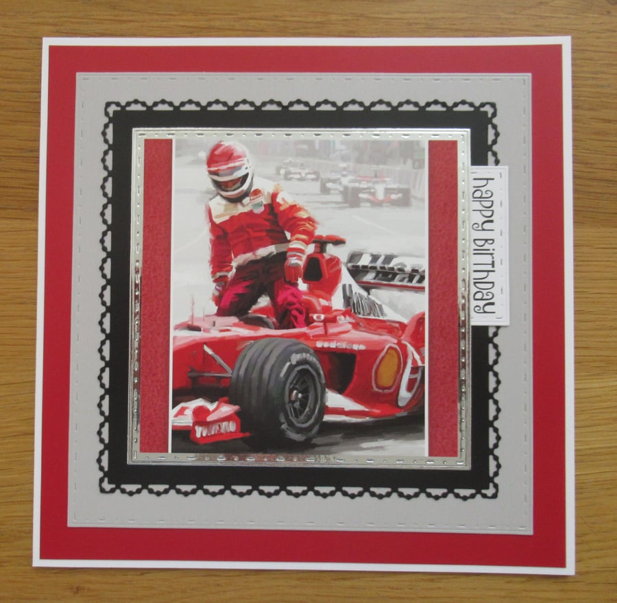 Red Racing Car - Large Birthday Card - Folksy