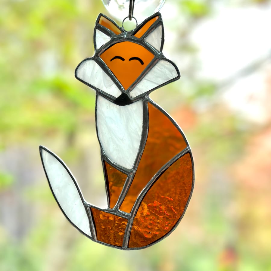 Stained Glass Fox Suncatcher - Handmade Hanging... - Folksy