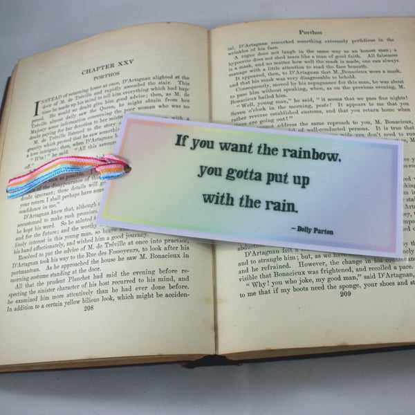 Rainbow bookmark with inspirational quote - Folksy
