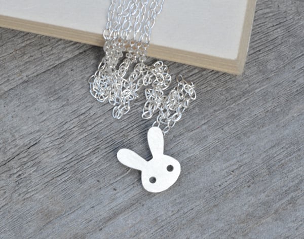 bunny rabbit necklace in sterling silver - Folksy