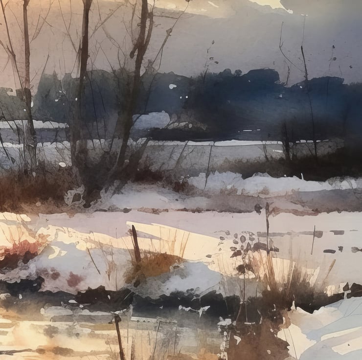 Winter Dawn Landscape Watercolor Print 5x7 - Tr... - Folksy