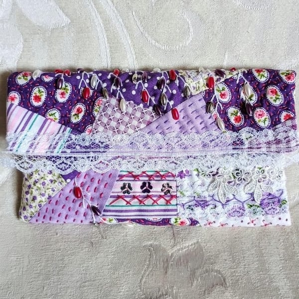 Hand embroidered and beaded clutch, original un... - Folksy
