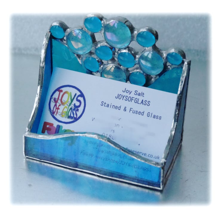 Business Card Holder Handmade Stained Glass Tur... - Folksy
