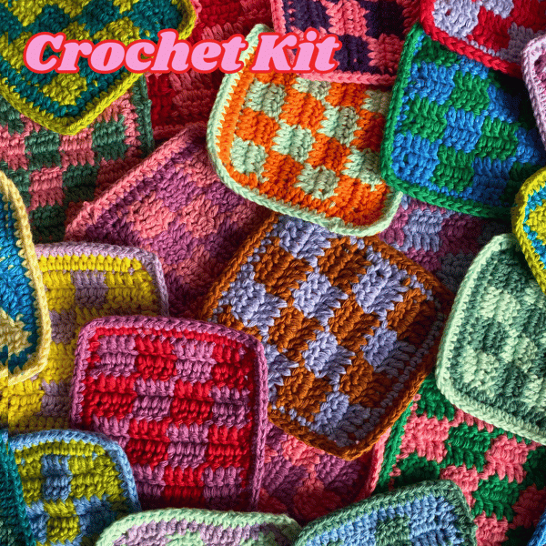 Crochet Kit - Checkered Coaster - Folksy