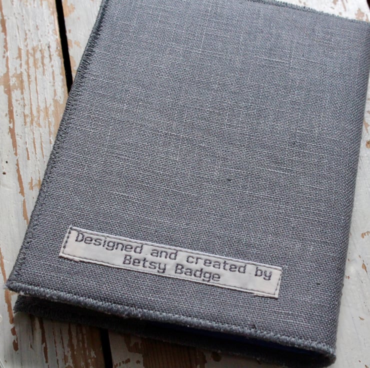 Hand Printed Dog on Linen Notebook Cover - Folksy