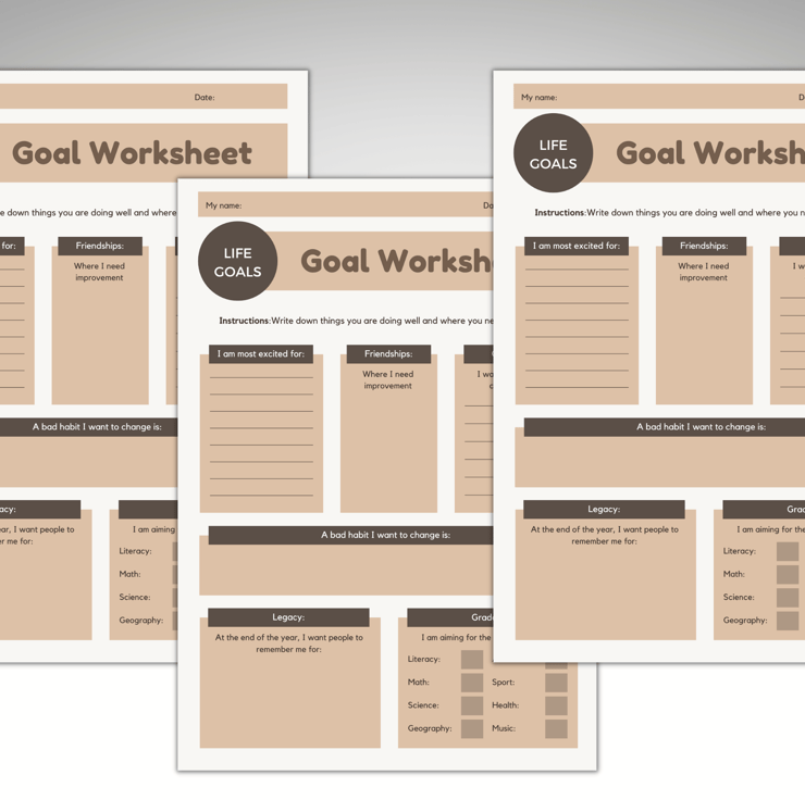 Goal planner Goal Worksheet - Folksy
