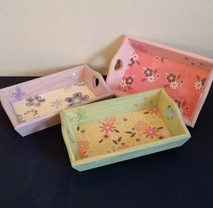 Colour washed mini trays - blue - Folksy