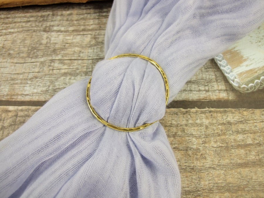 Hammered Brass Round Scarf Ring, Artisan Buckle... - Folksy