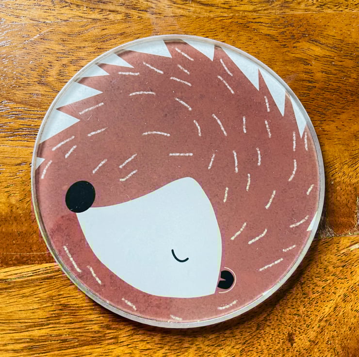Set of 4 Glass Hedgehog Coasters - Folksy
