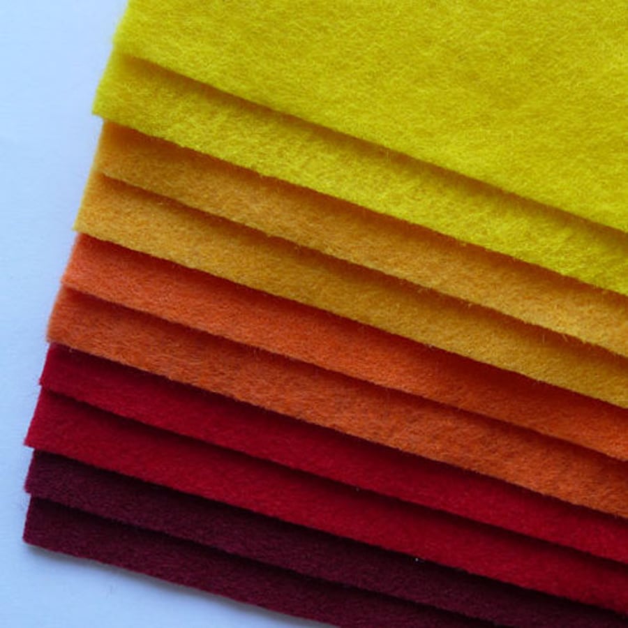 Felt - 'Fiery' Recycled Felt Sheets - Folksy