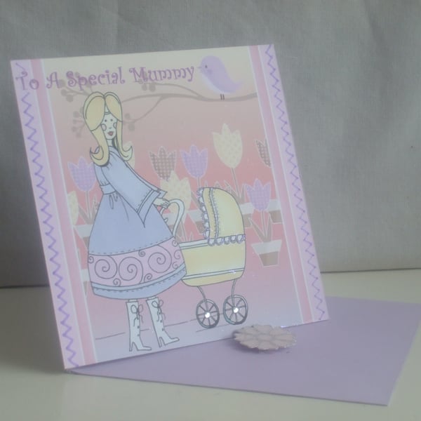Handmade Special Mummy with Pram Easel Card - Folksy