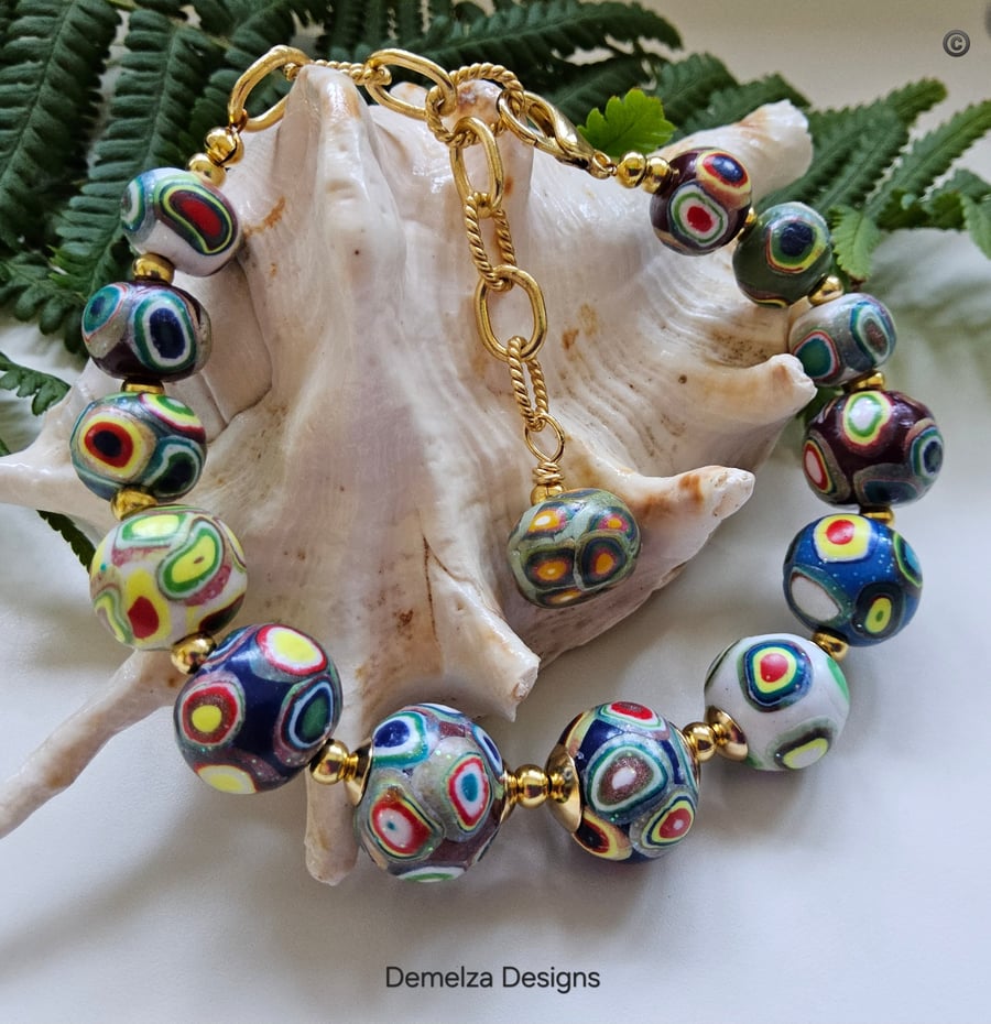 Multicoloured Vibrant Hand Made Polymer Clay Br... - Folksy