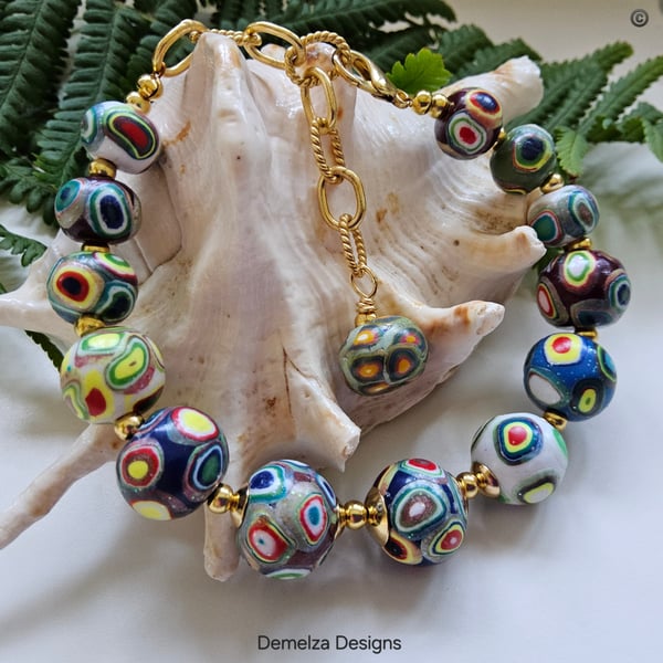 Multicoloured Vibrant Hand Made Polymer Clay Br... - Folksy