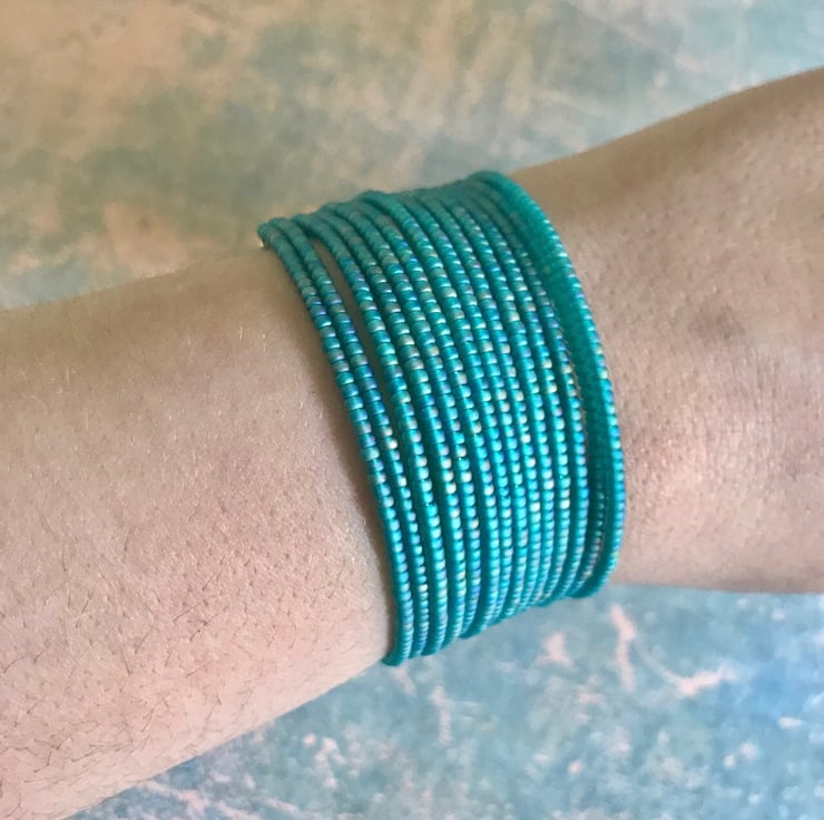 Beaded Memory Wire Statement Bracelet - Folksy
