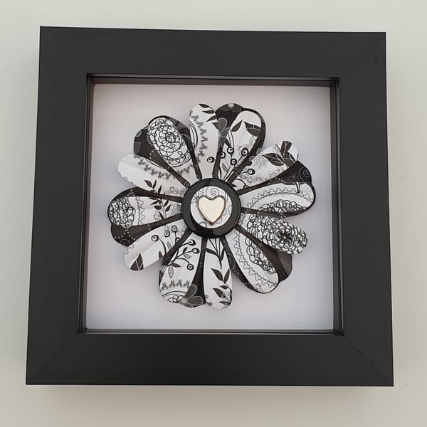 Monochrome flower box frame picture - Folksy