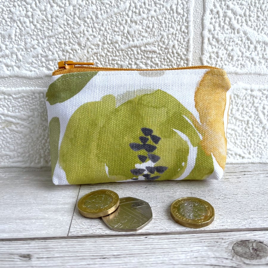 Small Purse, Coin Purse with Abstract Flowers - Folksy