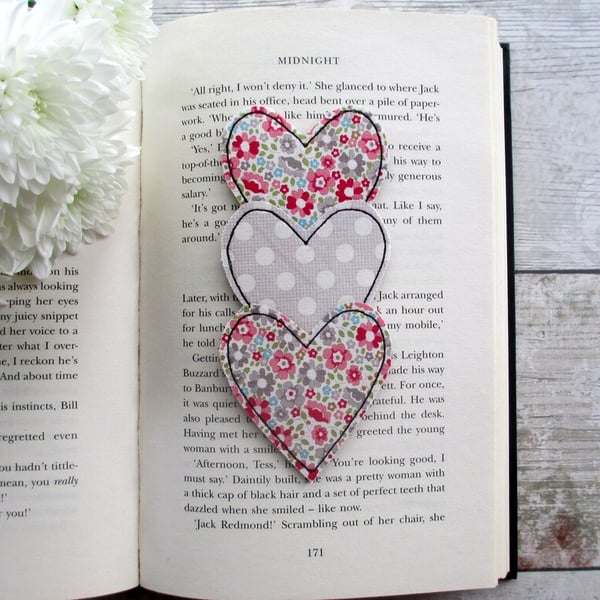 Heart bookmark - Folksy