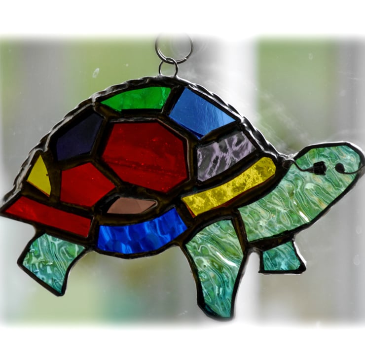 Suncatcher Stained Glass Tortoise Handmade Rain... - Folksy