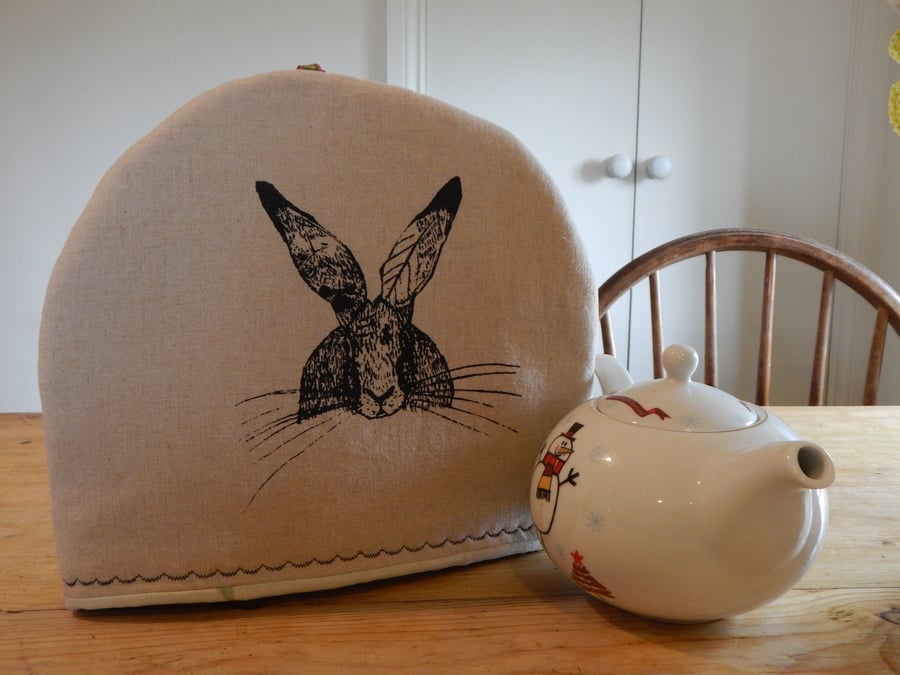 Black hare - brown tea cosie - Folksy