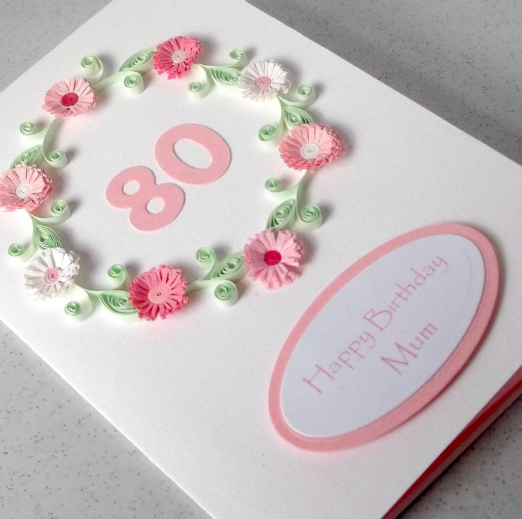 80th birthday card, personalised with your message - Folksy
