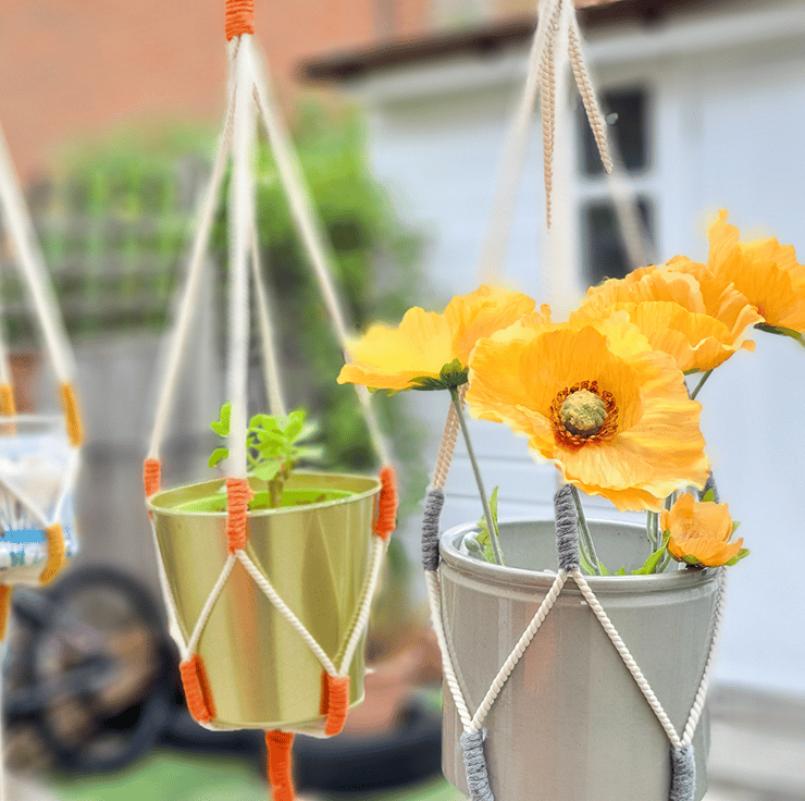 Macramé Wrap Pot Holder, Simple Design Plant Ha... - Folksy