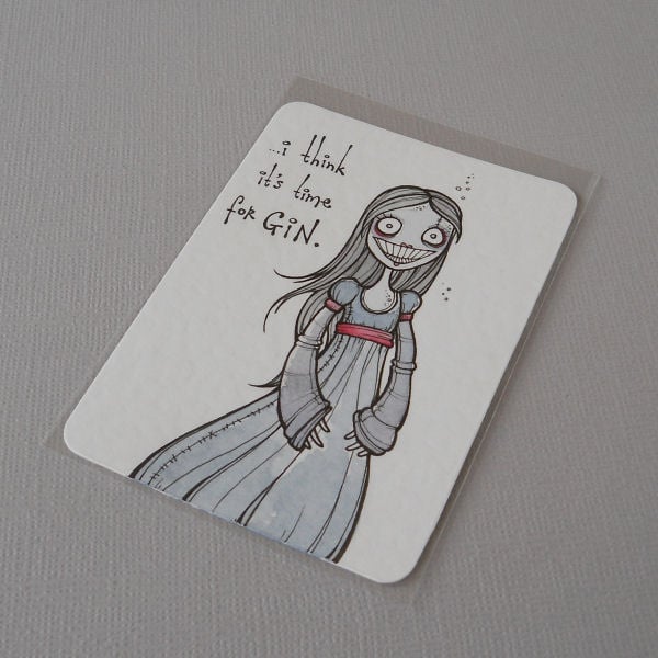gin zombie - aceo - Folksy