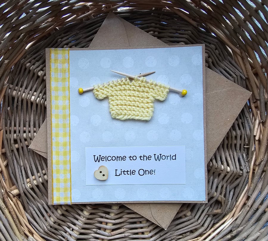 Yellow Welcome to the World New Baby Card with ... - Folksy