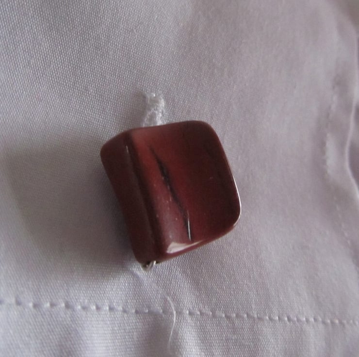 Red Jasper Square Cuff Links - Folksy
