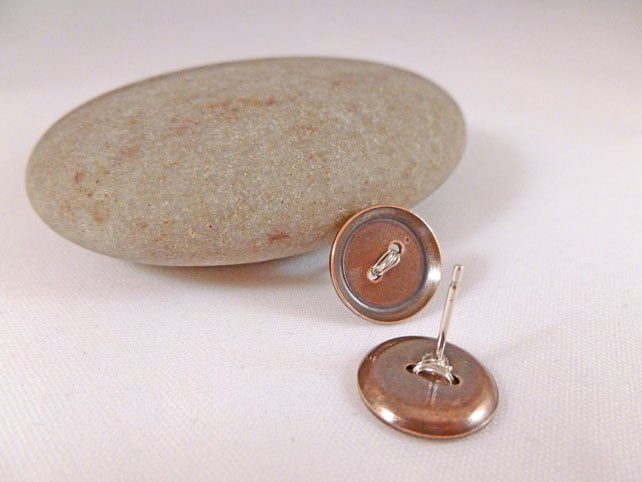 Copper Button Stud Earrings - Folksy