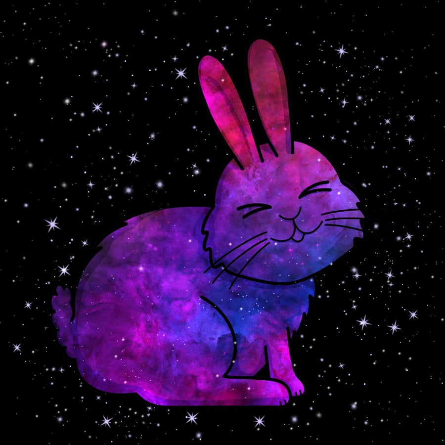 Galaxy Bunny Black Background - Enhanced Matte ... - Folksy