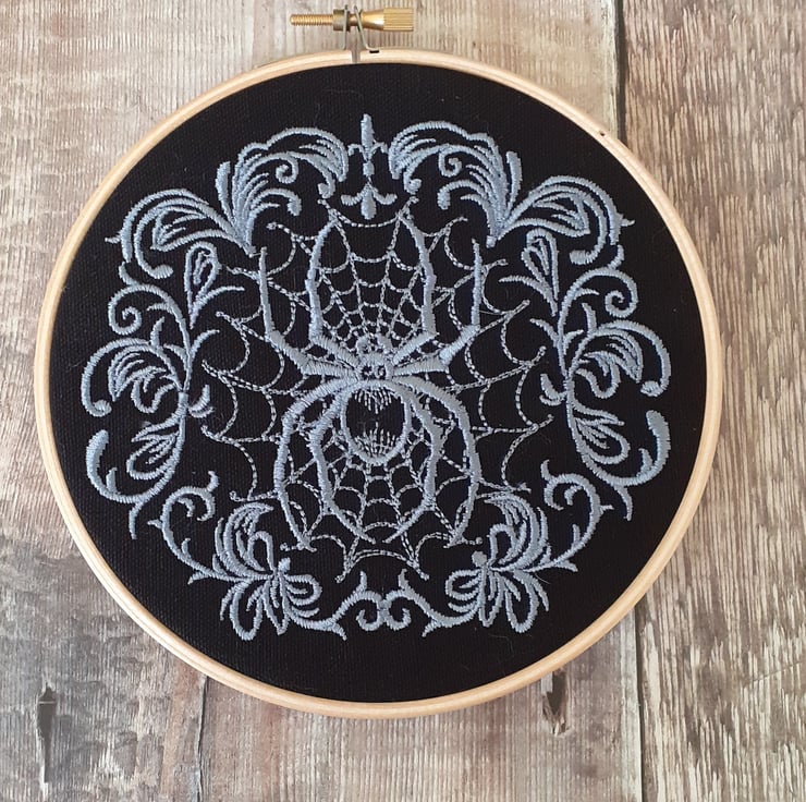 Spider web embroidery hoop, Halloween decoration - Folksy