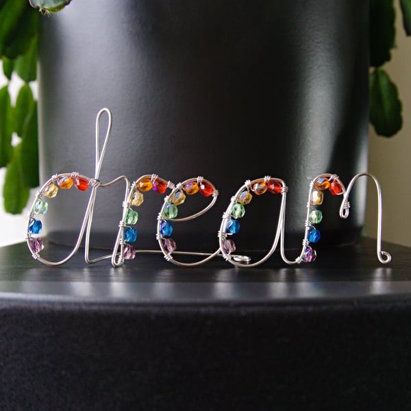 Rainbow Dream - Freestanding Wire Writing Decor... - Folksy