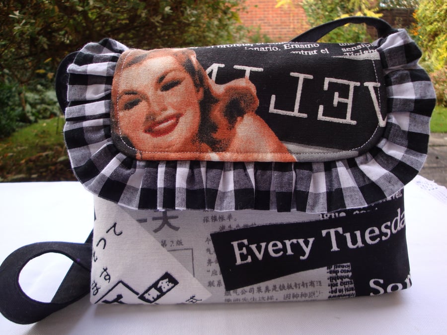 SALE 6.50 Mini Shoulder Bag in Cotton Newspap... - Folksy