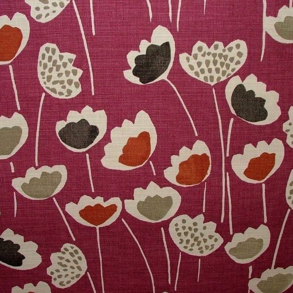 Scandi Flower Round Tablecloth 200 x 135cm Berry - Folksy