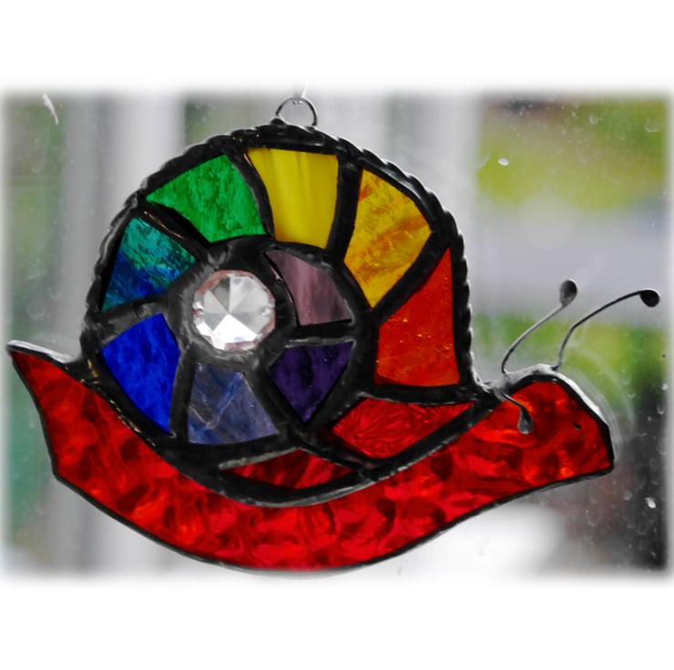 Snail Suncatcher Stained Glass Handmade Rainbow... - Folksy