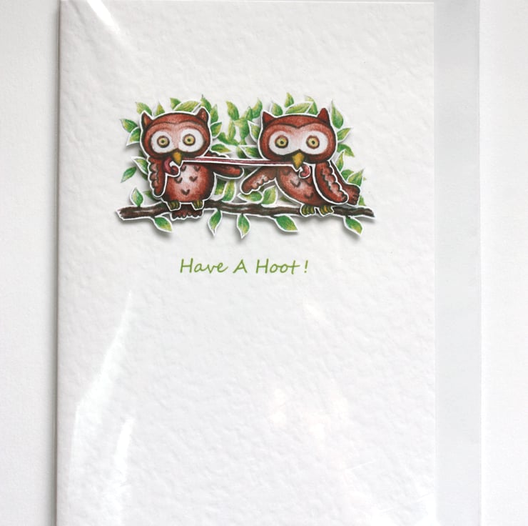 Cheeky Pair of Owls A6 Card - Have A Hoot! - Folksy