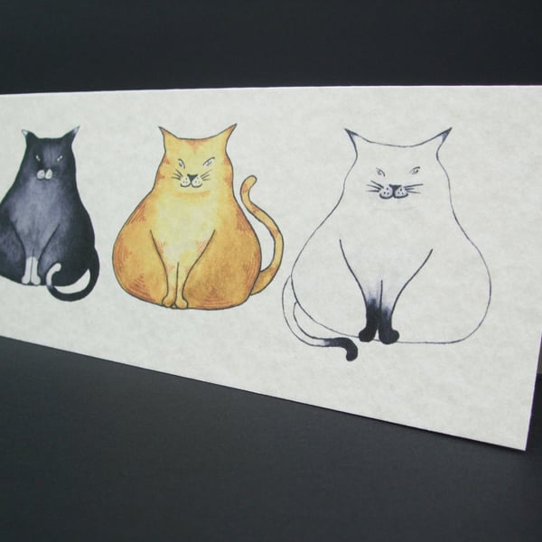 Three Fat Cats Card - Folksy