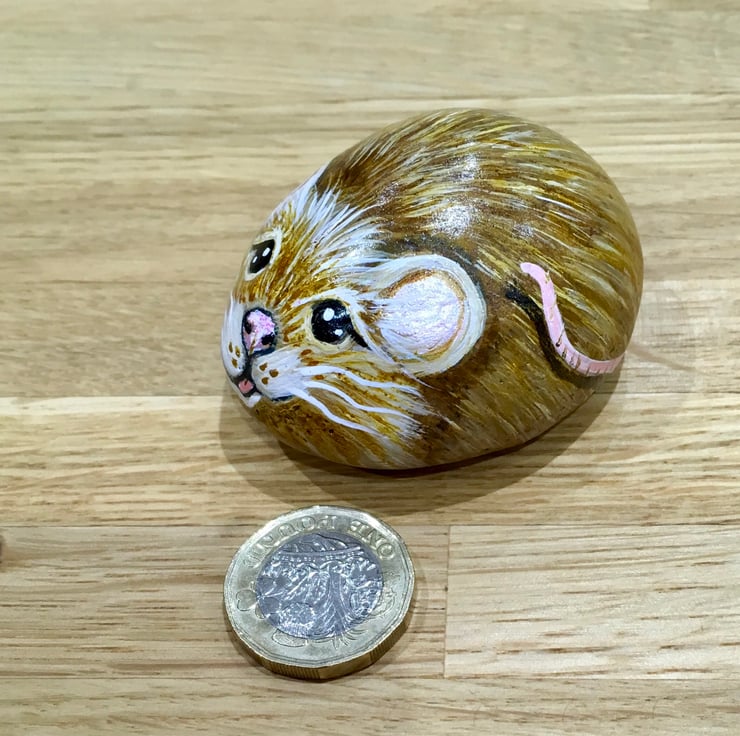 Mouse hand painted pebble garden rock art wildl... - Folksy