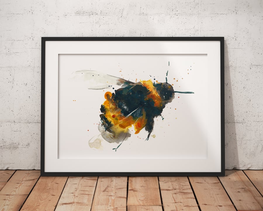 Bumblebee Art Print - Watercolour Painting Wall... - Folksy