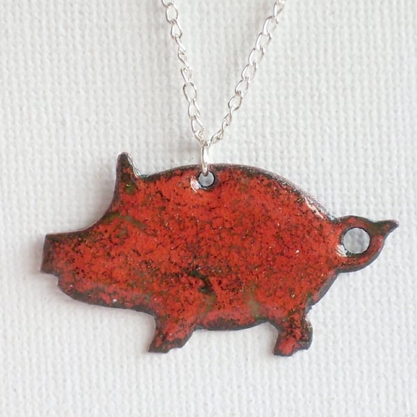 red pig pendant - Folksy