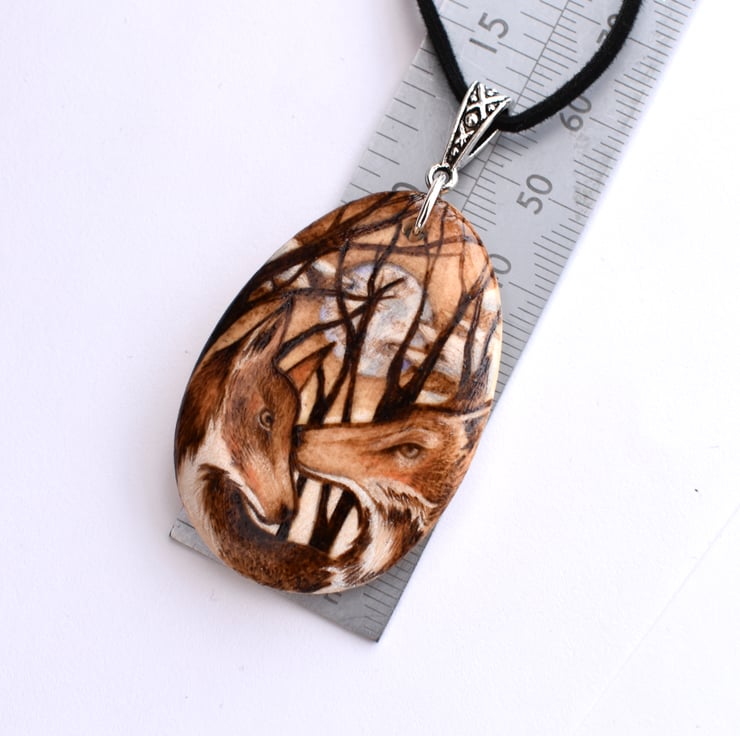 The fox couple, wooden pyrography British wildl... - Folksy