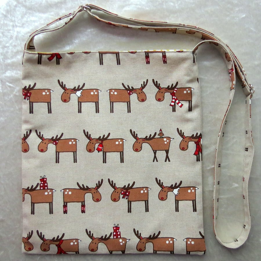 Drain bag. Lined drain bag. Reindeer design. - Folksy