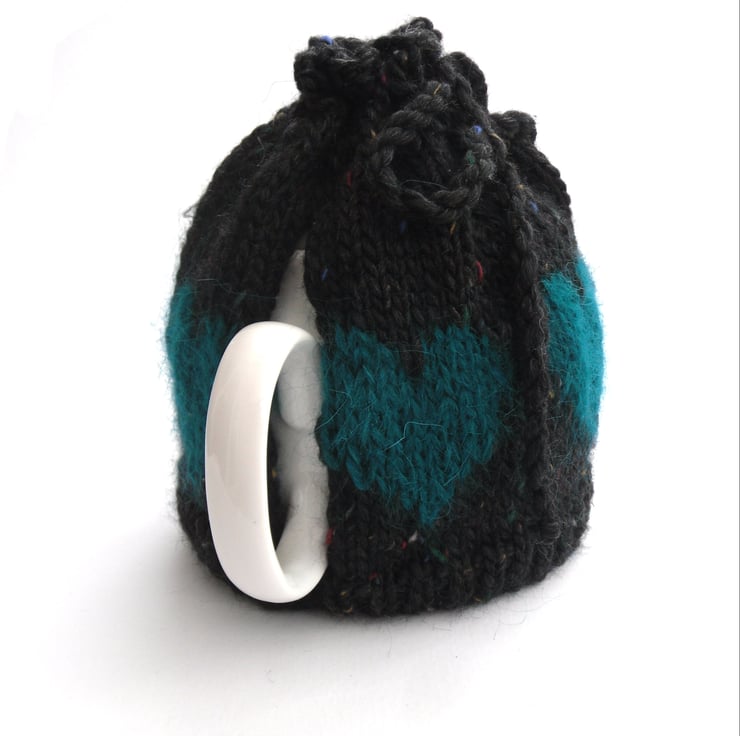 Goth gift - hand knit heart tea cosy SALE - Folksy