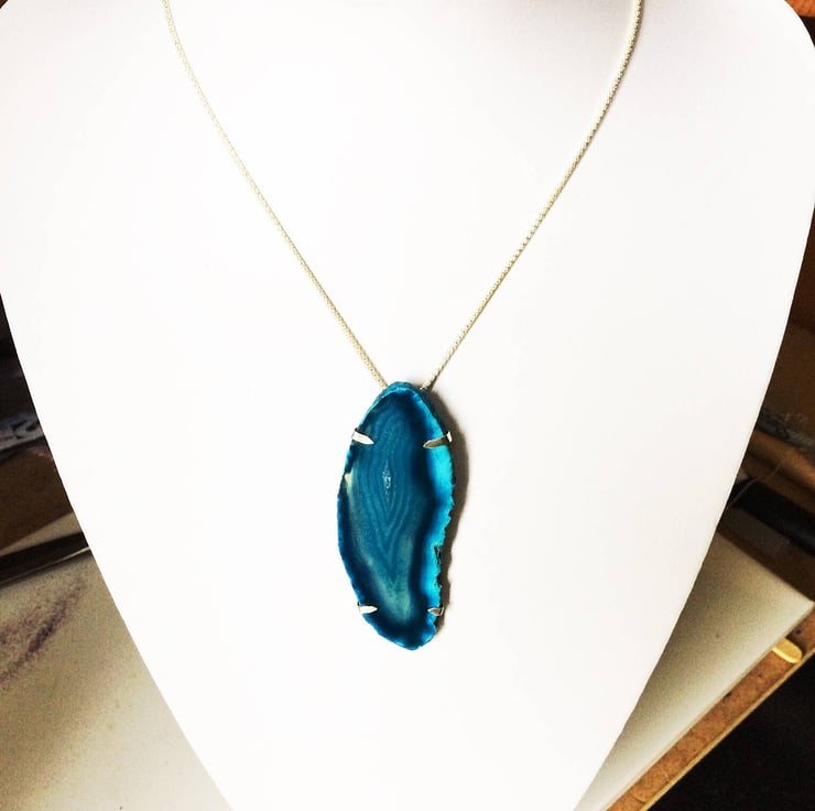 A Beautiful Turquoise and Blue Polished Agate S... - Folksy