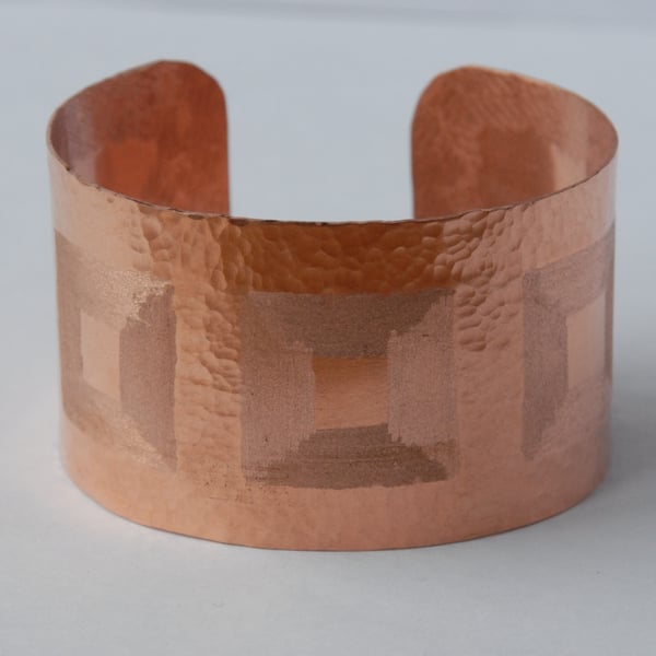 Geometric textured copper cuff - Folksy