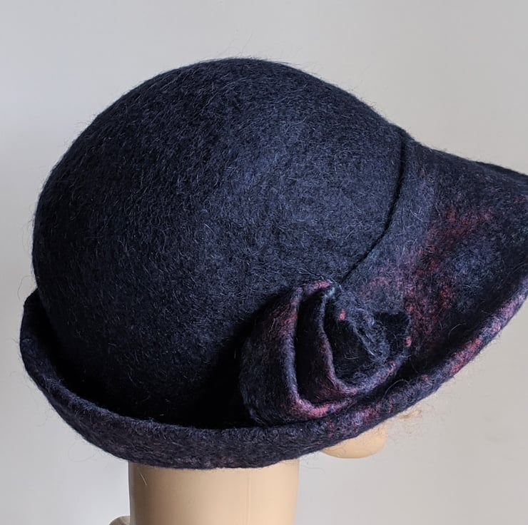 Deep navy felted wool hat - One of the 'Squash... - Folksy