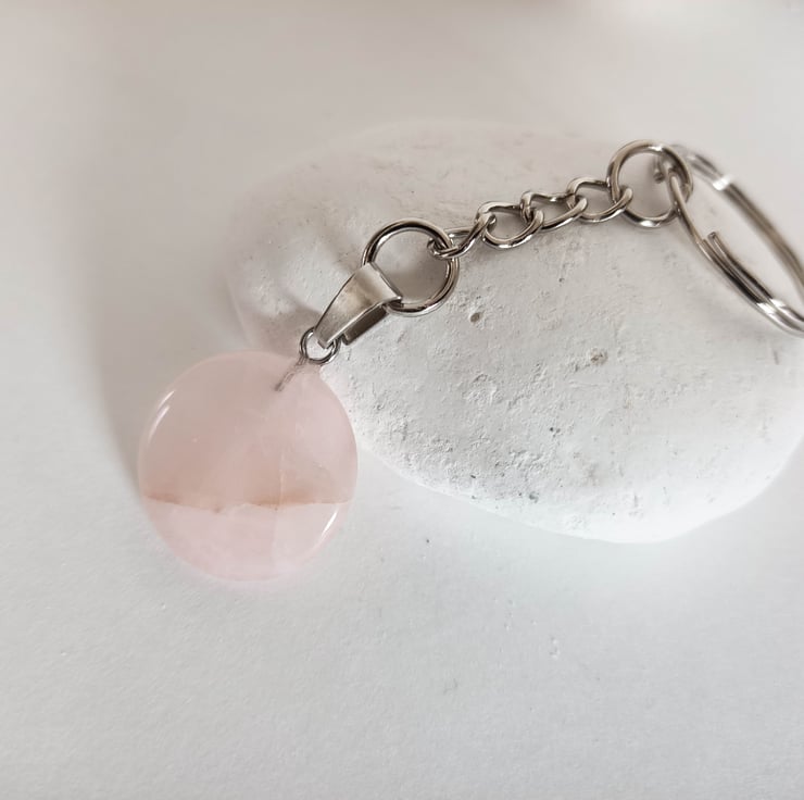 Pink Gemstone Pendant Keyring - Folksy